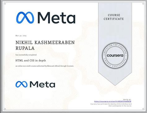 webdevelopment html css metacertified lifelonglearning coursera… nikhil kashmeeraben