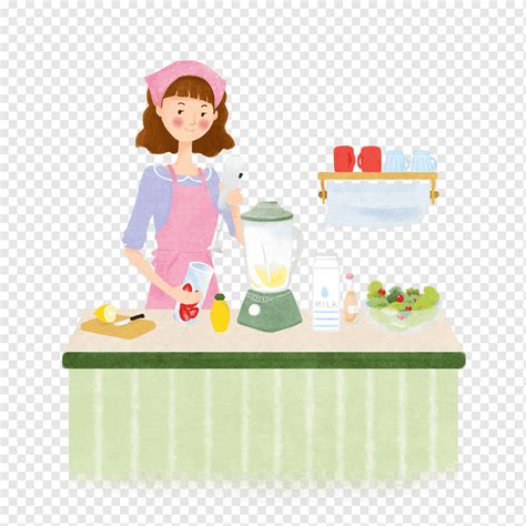 주부 부엌 일러스트 부엌 아름다움 수채화 그림 기타 만화 Png Pngwing