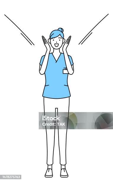 여성 간호사 물리 치료사 작업 치료사 언어 치료사 제복을 입은 간호 조수가 입에 손을 대고 외친다 가정간병인에 대한 스톡 벡터 아트 및 기타 이미지 Istock