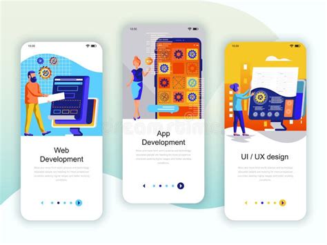 Set Of Onboarding Screens User Interface Kit For Web And App Development Ui Ux Design Mobile