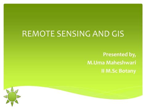 Remote Sensing And Gis Ppt