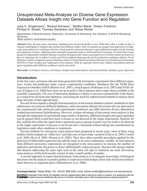 Pdf Unsupervised Meta Analysis On Diverse Gene Expression Datasets