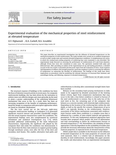 PDF Experimental Evaluation Of The Mechanical Properties Of Steel Reinforcement At Elevated