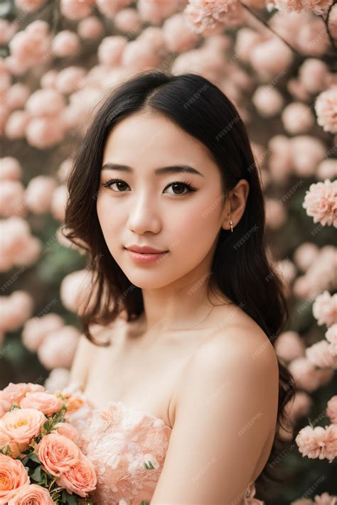 Premium Photo Portrait Of Women With Flowers