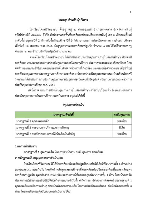 แบ่งปัน ไฟล์แก้ไขได้ รายงานการประเมินตนเองของสถานศึกษา Sar ระดับการศึกษาปฐมวัย