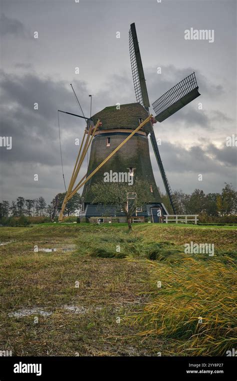 The Loenderveense Polder Mill A Historic Drainage Windmill With Its