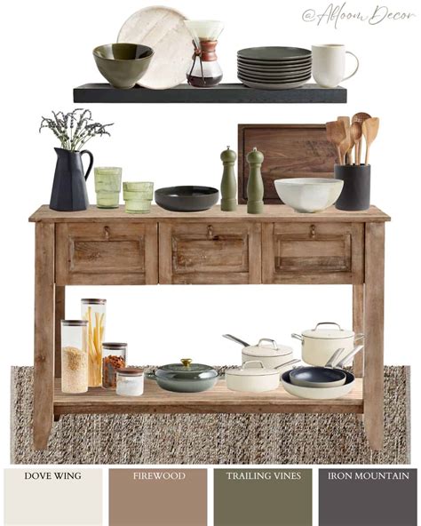 Olive Green And Wood Rustic Kitchen Decor