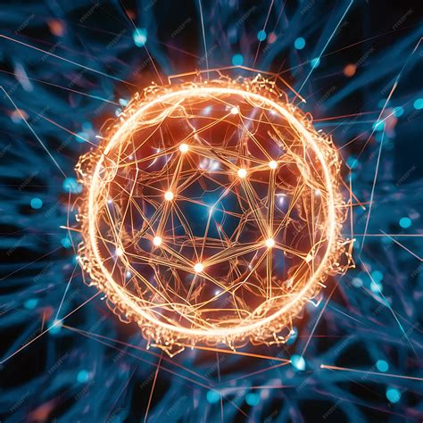 Futuristic 3d Rendering Of Complex Network Structure With Glowing Nodes And Connecting Lines