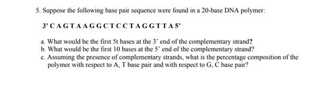 5 Suppose The Following Base Pair Sequence Studyx