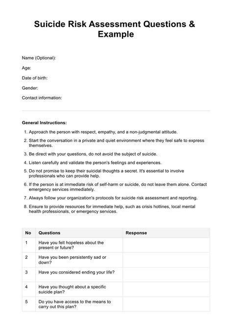 Suicide Risk Assessment Questions
