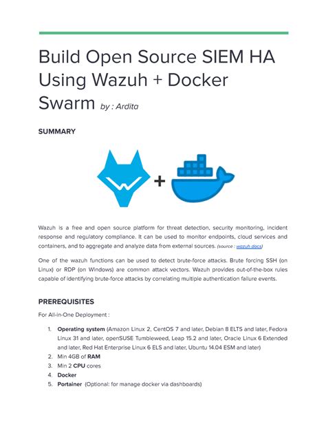 Build Open Source Siem Ha Using Wazuh Docker Build Open Source Siem Ha Using Wazuh Docker