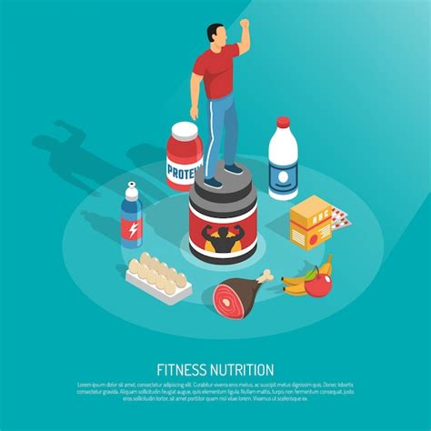 Free Vector Fitness Nutrition Supplements Isometric Illustration