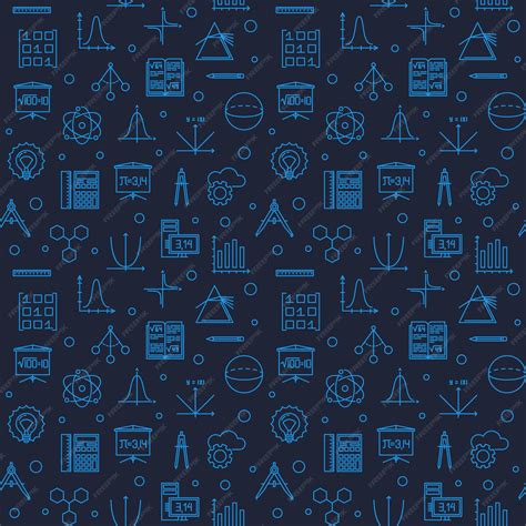 Premium Vector Stem Science Vector Dark Blue Linear Seamless Pattern