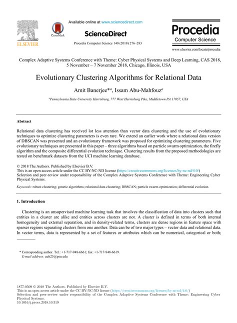Pdf Evolutionary Clustering Algorithms For Relational Data