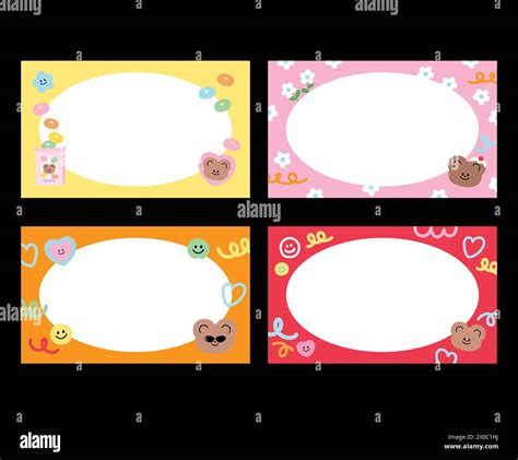 Rectangle Teddy Bear Name Tags With Cereal Box Flowers Heart And