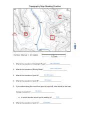 Topographic Map Worksheet