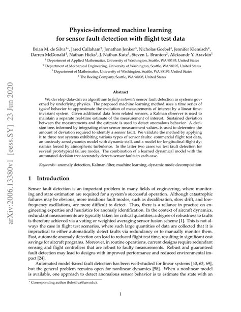 Pdf Physics Informed Machine Learning For Sensor Fault Detection With