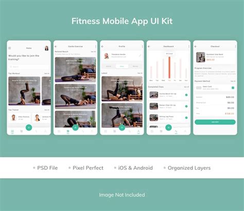 피트니스 모바일 앱 Ui 키트 프리미엄 Psd 파일