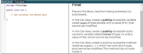 Solved Final Boatjava Carjava 1 Package Finalusage 2 3 Public