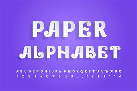 백서 장식 알파벳입니다 비행 3d 벡터 글꼴 현실적인 종이 컷 아웃 스타일 대문자 숫자 구두점 및 기호 벡터 일러스트레이션 3