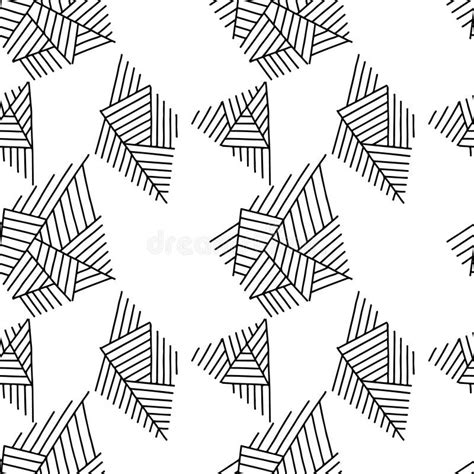 Seamless Vector Pattern Black And White Lined Asymmetric Geometric Background With Rhombus