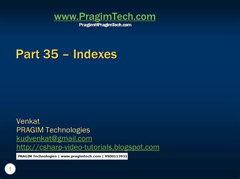 Sql Server Net And C Video Tutorial Part 35 Indexes