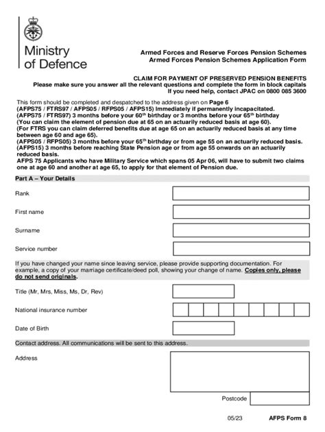 Fillable Online 2022 Uk Afps Pen Form 8 Fill Online Printable