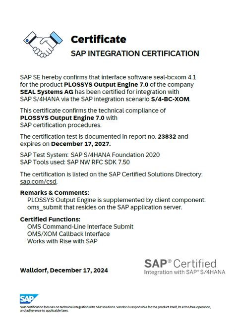 Certified For Sap Bc Xom Inteface For Plossys Certified