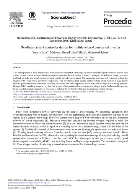 Pdf Deadbeat Current Controller Design For Multilevel Grid Connected Inverter