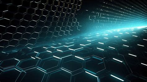 Hexagon Abstract Futuristic Hexagonal Mesh With Light Effects In A 3d Rendering Backgrounds