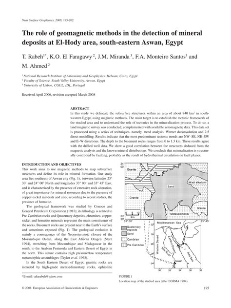 Pdf The Role Of Geomagnetic Method In Detection Of Mineral Deposits At El Hody Area South