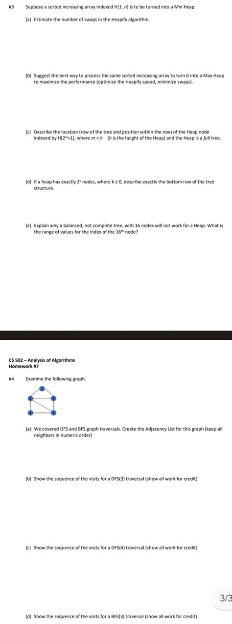 Solved 3 Suppose A Sorted Increasing Array Indexed H 1n