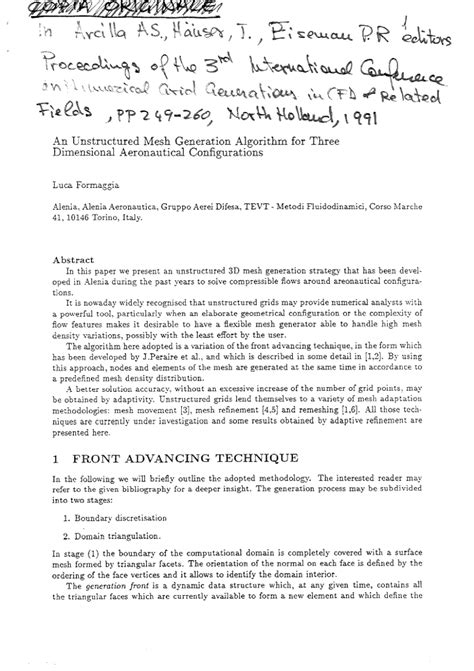 pdf an unstructured mesh generation algorithm for three dimensional