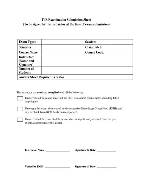 Exam Submission Checklist Pdf Career And Growth