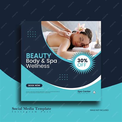 뷰티 스파 소셜 미디어 포스터 프리미엄 벡터