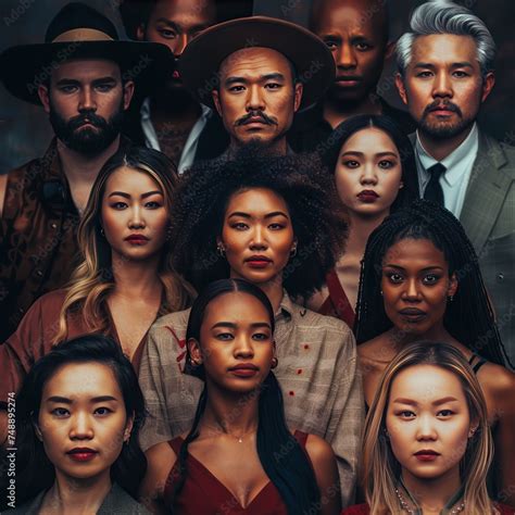 Group Of People From Various Nationalities Such As Asian European