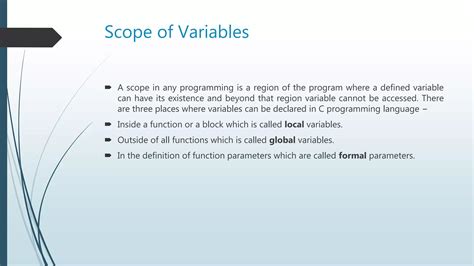 Scope Rules Local And Global Variables Pptx