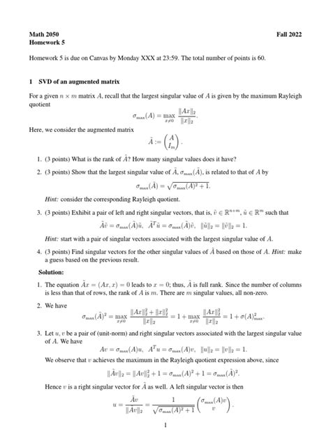 Hw5 Solution Pdf Matrix Mathematics Mathematics