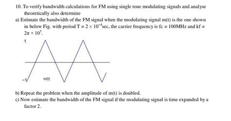 10 To Verify Bandwidth Calculations For Fm Using