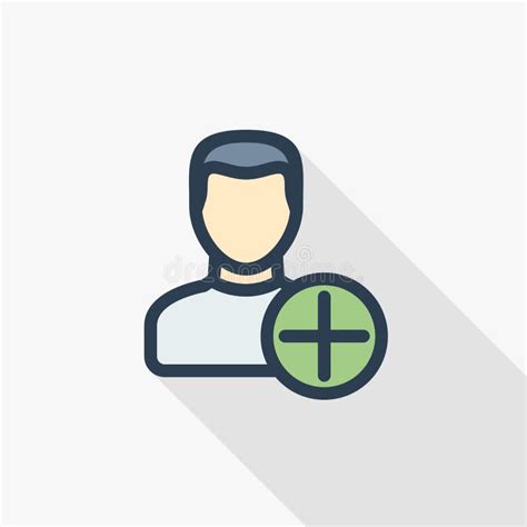 Add User New Friend Member And Plus Sign Thin Line Flat Color Icon Linear Vector Symbol