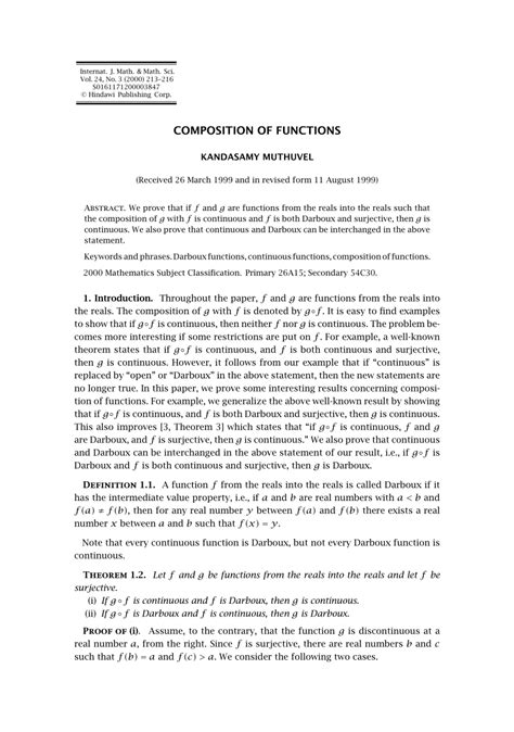 Pdf Composition Of Functions
