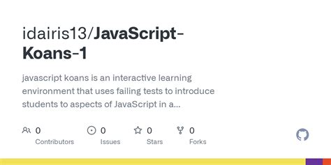 Github Idairis13javascript Koans 1 Javascript Koans Is An