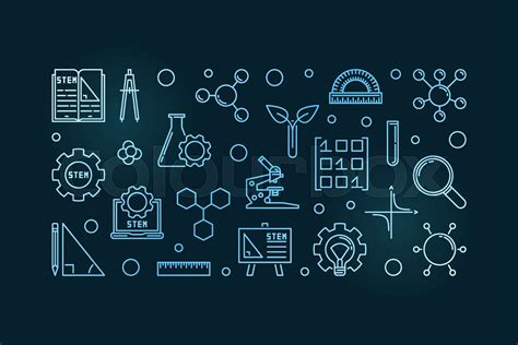 Stem Vector Concept Blue Linear Horizontal Modern Banner Stock Vector