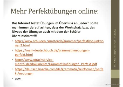Erklärung Zum Perfekt Teil 2 English Esl Powerpoints