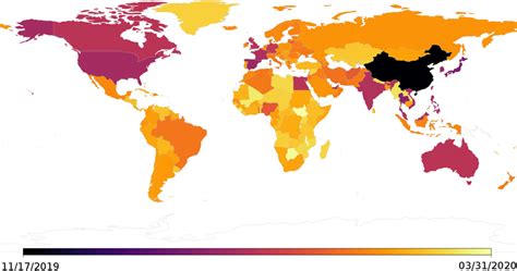 Map Of The Estimated Origin Dates Per Country Map Layers Were Created
