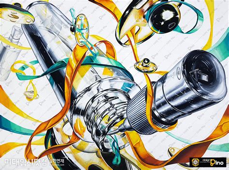 [기초디자인] 건국대 의상디자인 기출문제 학생수업작 스프레이 공병 고무밴드 스냅버튼 홍대 디자인피노 미술학원 미술학원 작품갤러리 실기연재