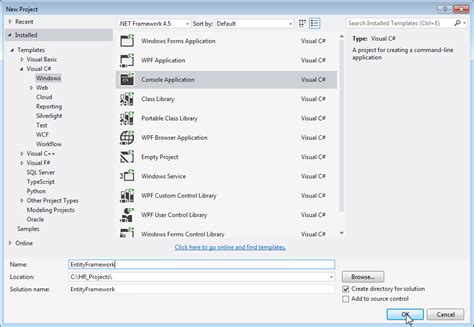 Creating A New Project In Visual Studio