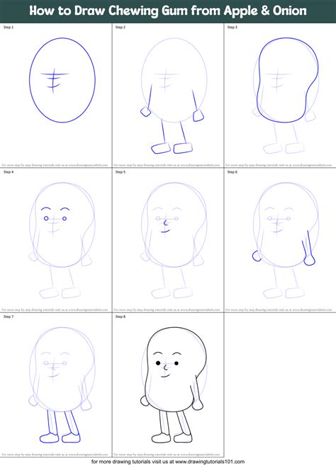 How To Draw Chewing Gum From Apple Onion Apple Onion Step By Step DrawingTutorials Com