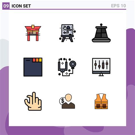 Universal Icon Symbols Group Of 9 Modern Filledline Flat Colors Of Analytics Stethoscope Marine