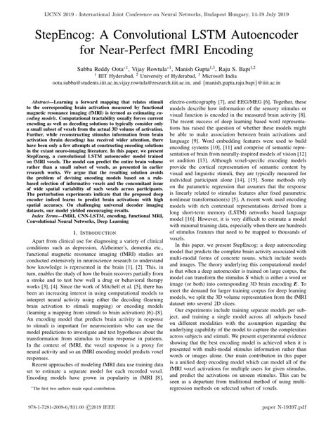Pdf Stepencog A Convolutional Lstm Autoencoder For Near Perfect Fmri